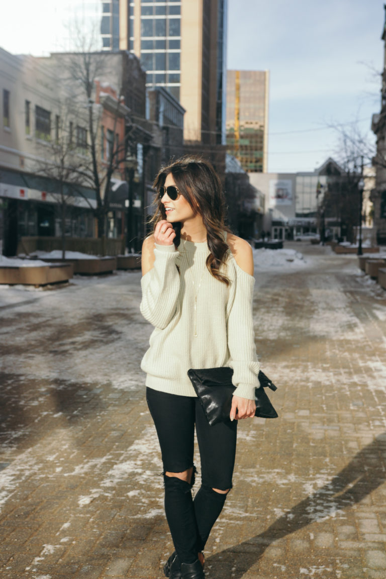 Cold Shoulder Sweater - Teach Me Style - A style, beauty and life blog.